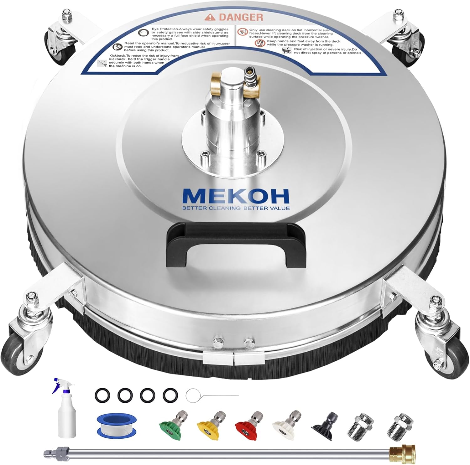 MEKOH 18" Pressure Washer Surface Cleaner 4500 PSI, Heavy Duty Stainle
